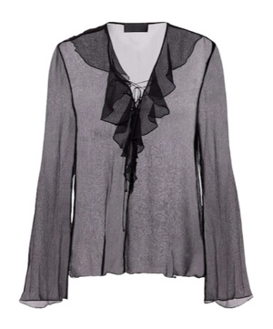 NILI LOTAN Ruffled Shirt - Gray