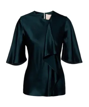 ROKSANDA Naiara Draped Silk Satin Top - Black