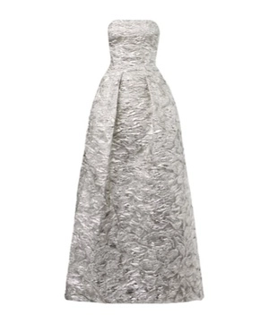 Monique Lhuillier Jacquard Bustier Gown - Gray