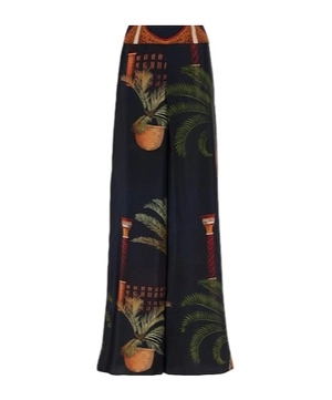 Johanna Ortiz Printed High-rise Silk Wide-leg Pants - Black