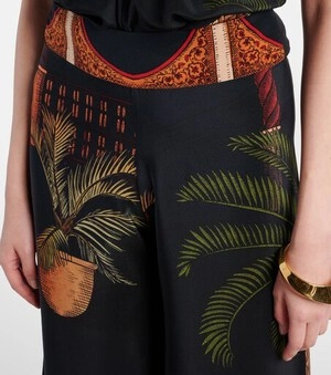 Johanna Ortiz Printed High-rise Silk Wide-leg Pants