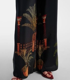 Johanna Ortiz Printed High-rise Silk Wide-leg Pants