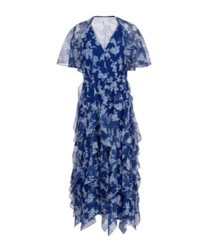 Carolina Herrera Floral Ruffled Chiffon Midi Dress