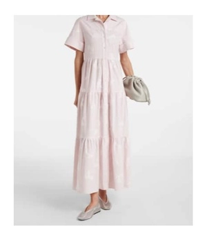 Erdem Embroidered Tiered Shirt Dress - Pink
