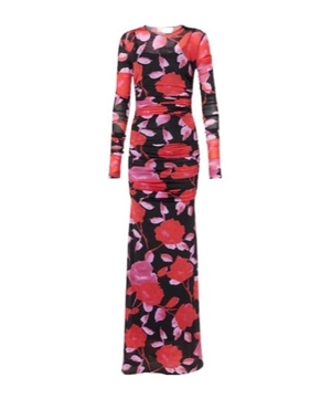 Blumarine Long Sleeve Floral Print Maxi Dress - Multicolor