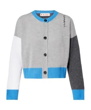 Marni Colorblocked Cashmere Cardigan - Gray