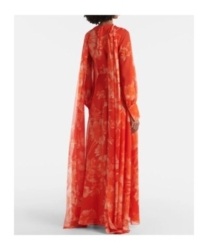 Erdem Caped Floral Silk Gown