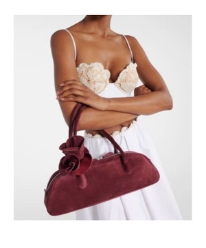 Magda Butrym Brigitte Suede Shoulder Bag With Rose Detail