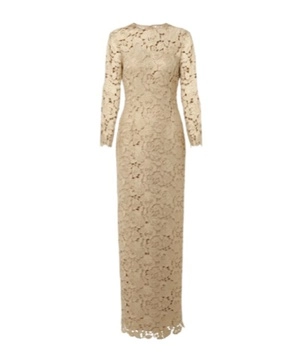 Oscar De La Renta Floral Lace Gown - Nude