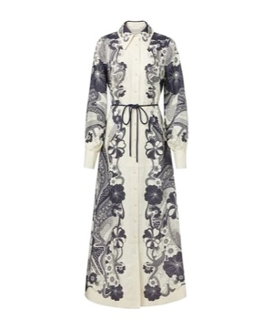 ALEMAIS Mickey Printed Linen Shirt Dress - White