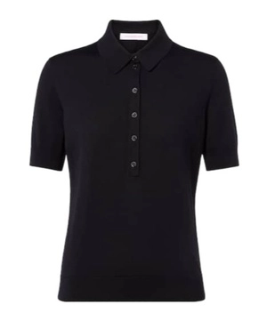 Carolina Herrera Silk And Cotton-blend Polo Shirt - Black