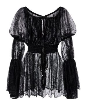 Blumarine Floral Chantilly Lace Top - Black