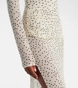 Magda Butrym Long Sleeve Polka Dot Maxi Dress With Floral Appliques