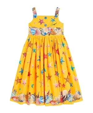 Dolce & Gabbana Capri Printed Cotton Poplin Dress - Yellow