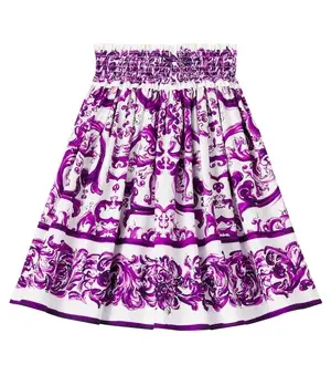 Dolce & Gabbana Majolica Printed Cotton Poplin Skirt