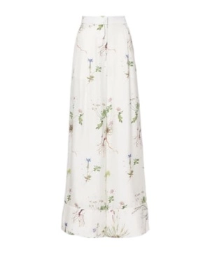 Erdem Floral Printed Silk Wide-leg Pants - White