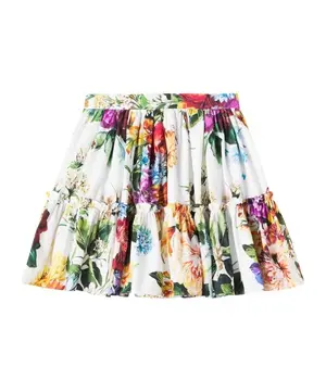Dolce & Gabbana Floral Cotton Poplin Skirt - White