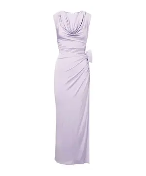 Magda Butrym Draped Floral-applique Jersey Maxi Dress - Purple