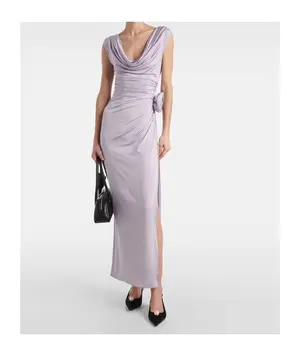 Magda Butrym Draped Floral-applique Jersey Maxi Dress