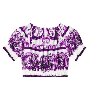Dolce & Gabbana Majolica Printed Cotton Poplin Top