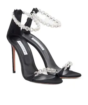 AQUAZZURA Bijoux 105 Embellished Sandals - Black