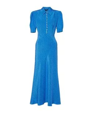 Alessandra Rich Polka-dot Silk Maxi Dress - Blue-black
