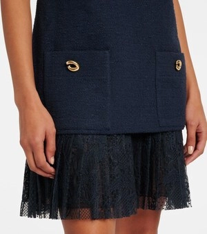 Oscar De La Renta Tweed And Lace Minidress