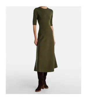 Gabriela Hearst Wool, Cashmere, And Silk Midi Dress - Olive Green