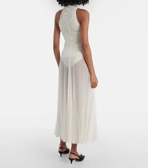 Magda Butrym Ruched Sheer High-neck Maxi Dress