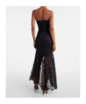 Alessandra Rich Bow-detail Asymmetric Lace Bustier Dress