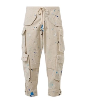 GREG LAUREN Printed Cotton Work Pants - Nude
