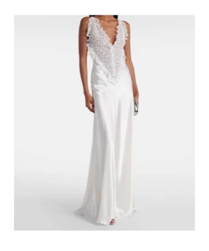 RODARTE Embellished Silk Satin Gown