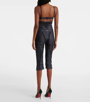 MUGLER Embellished Denim Corset