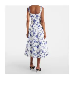 Carolina Herrera Floral Faille Midi Dress