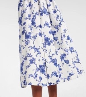 Carolina Herrera Floral Faille Midi Dress
