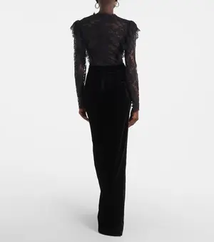 Alessandra Rich Lace And Velvet Dress