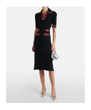 Alessandra Rich Ribbed-knit Virgin Wool Polo Dress