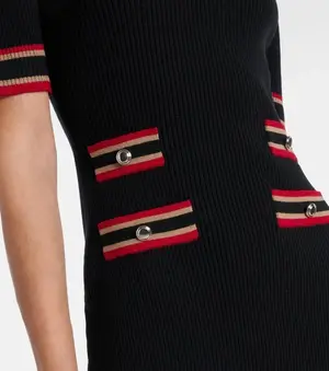 Alessandra Rich Ribbed-knit Virgin Wool Polo Dress