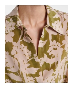 Victoria Beckham Printed Gathered Silk Blouse