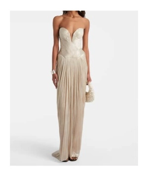 MARIA LUCIA HOHAN Noor Silk Tulle Corset Gown - Nude