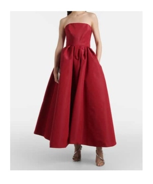 Carolina Herrera Strapless Belted Silk Cocktail Dress