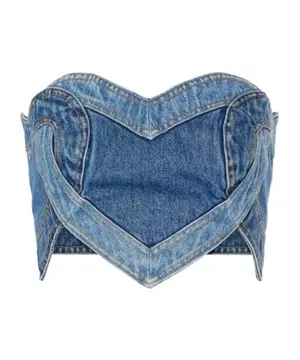 AREA Strapless Denim Top - Blue