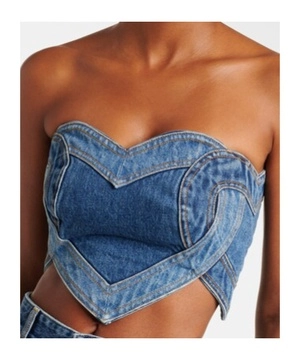 AREA Strapless Denim Top