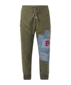 GREG LAUREN Patchwork Cotton Sweatpants - Green