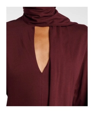 Plan C V-neck Scarf Detail Cotton Maxi Dress