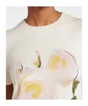 Oscar De La Renta Painted Roses Jersey Maxi Dress