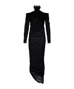 MUGLER Pendulous Ruffle Dress - Black