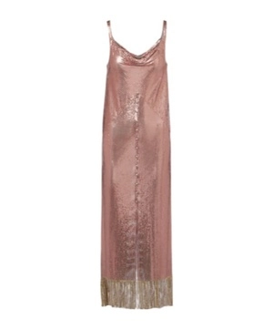 Rabanne Fringed Metallic Midi Dress - Brown