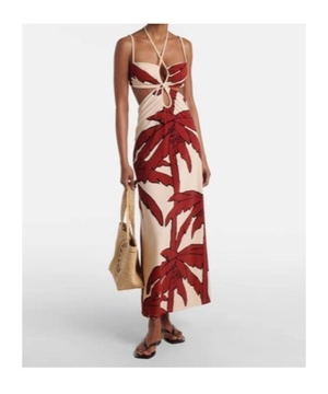 Johanna Ortiz Printed Cutout Midi Dress