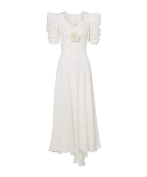 RODARTE Floral-appliqué Silk Crêpe Gown - White